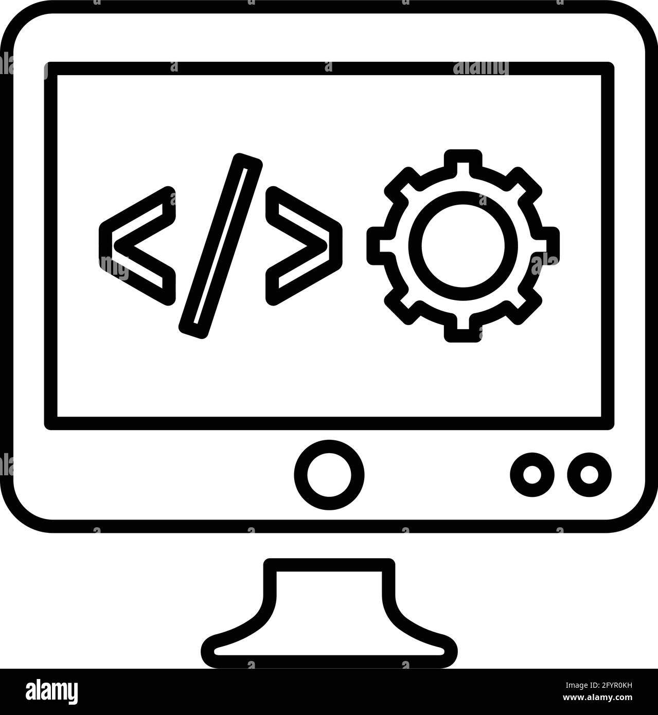 Custom Coding Developer Programming Icon Is Isolated On White Background Simple Vector