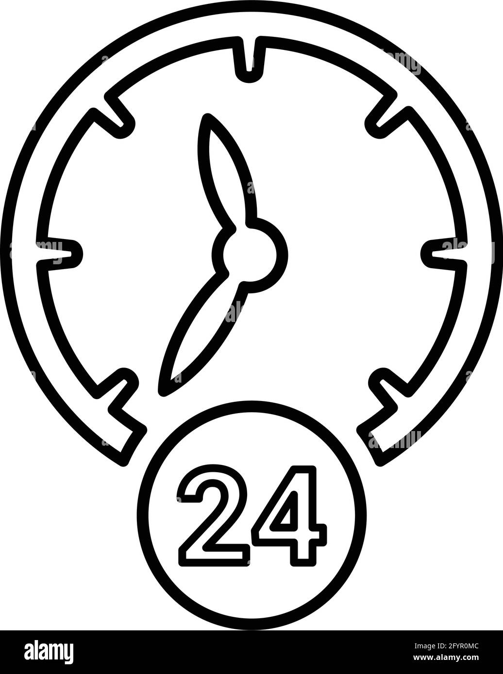 Clock, 24 hour activity icon. Simple vector illustration for various ...