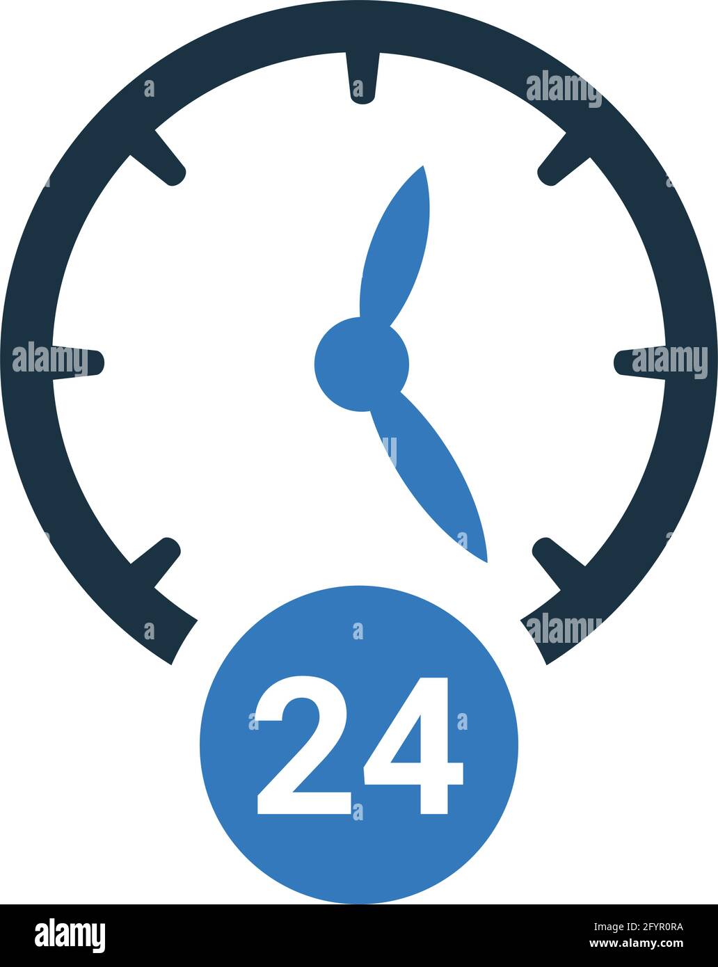 Clock, 24 hour activity icon. Simple vector illustration for various ...