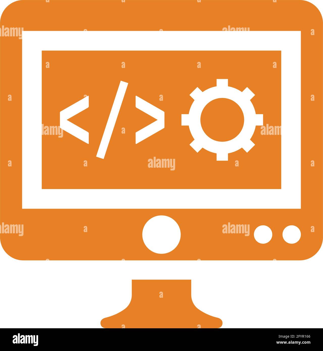 Custom coding, developer, programming icon is isolated on white background. Simple vector ...