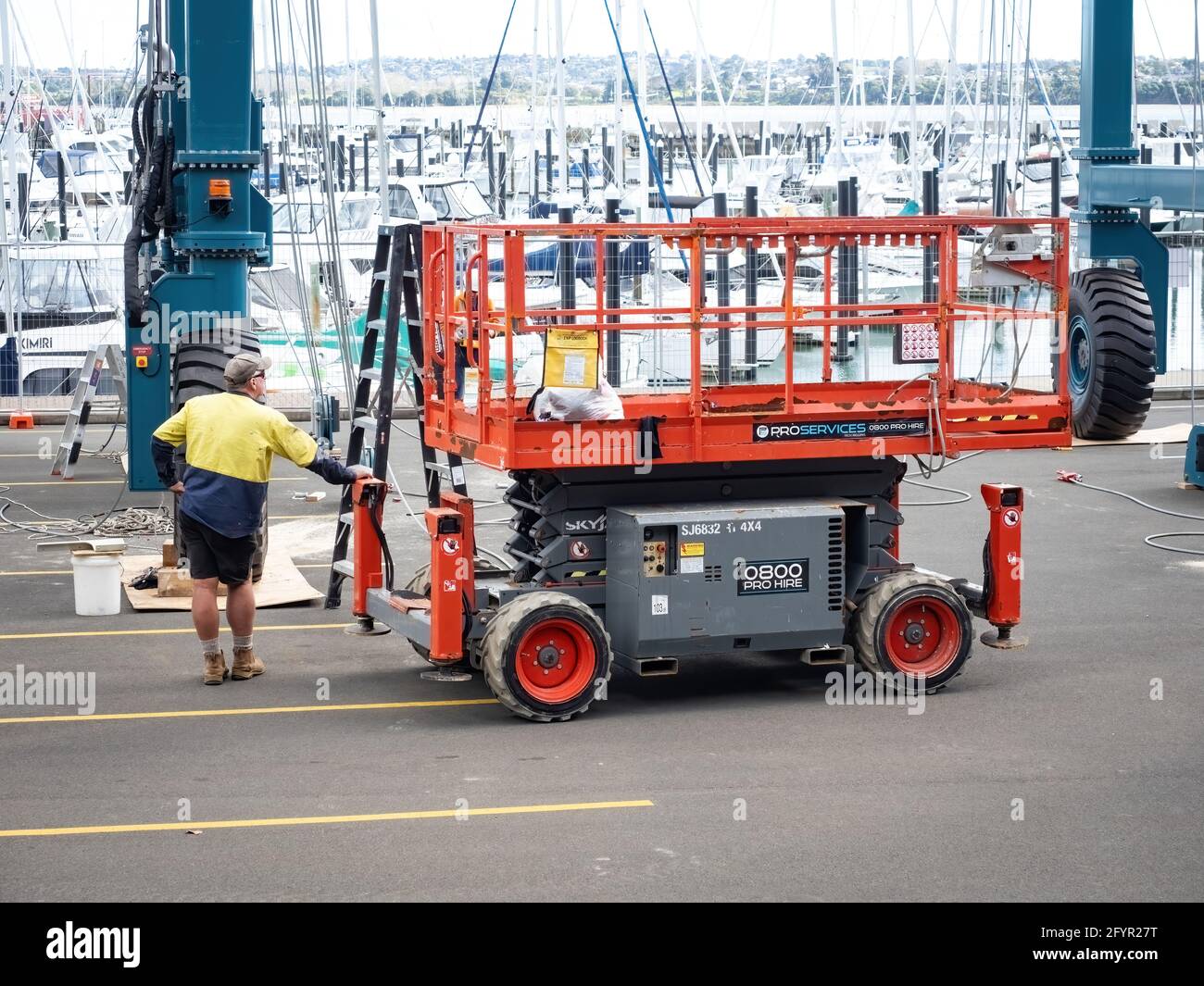 AUCKLAND, NEW ZEALAND - May 19, 2021: View of Construction mobile truck ...
