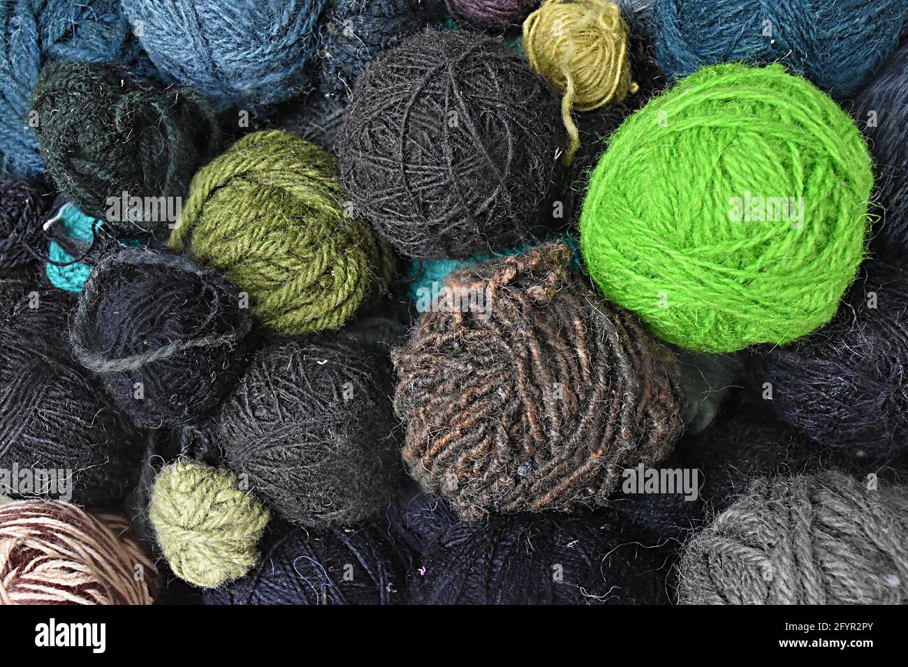 Top view wool in various colors and textures Stock Photo - Alamy