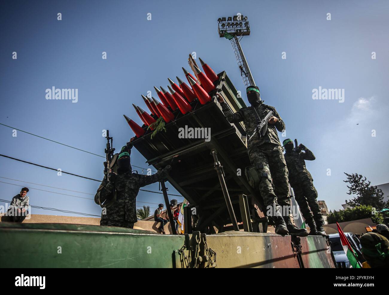 Gaza, Palestine. 29th May, 2021. Masked activists of the Izz al-Din al ...