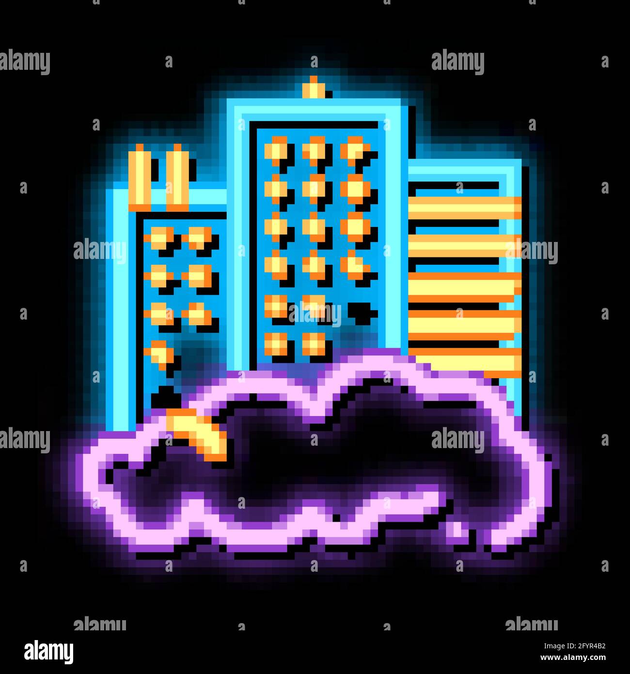 Building Skyscraper And Smog neon glow icon illustration Stock Vector ...