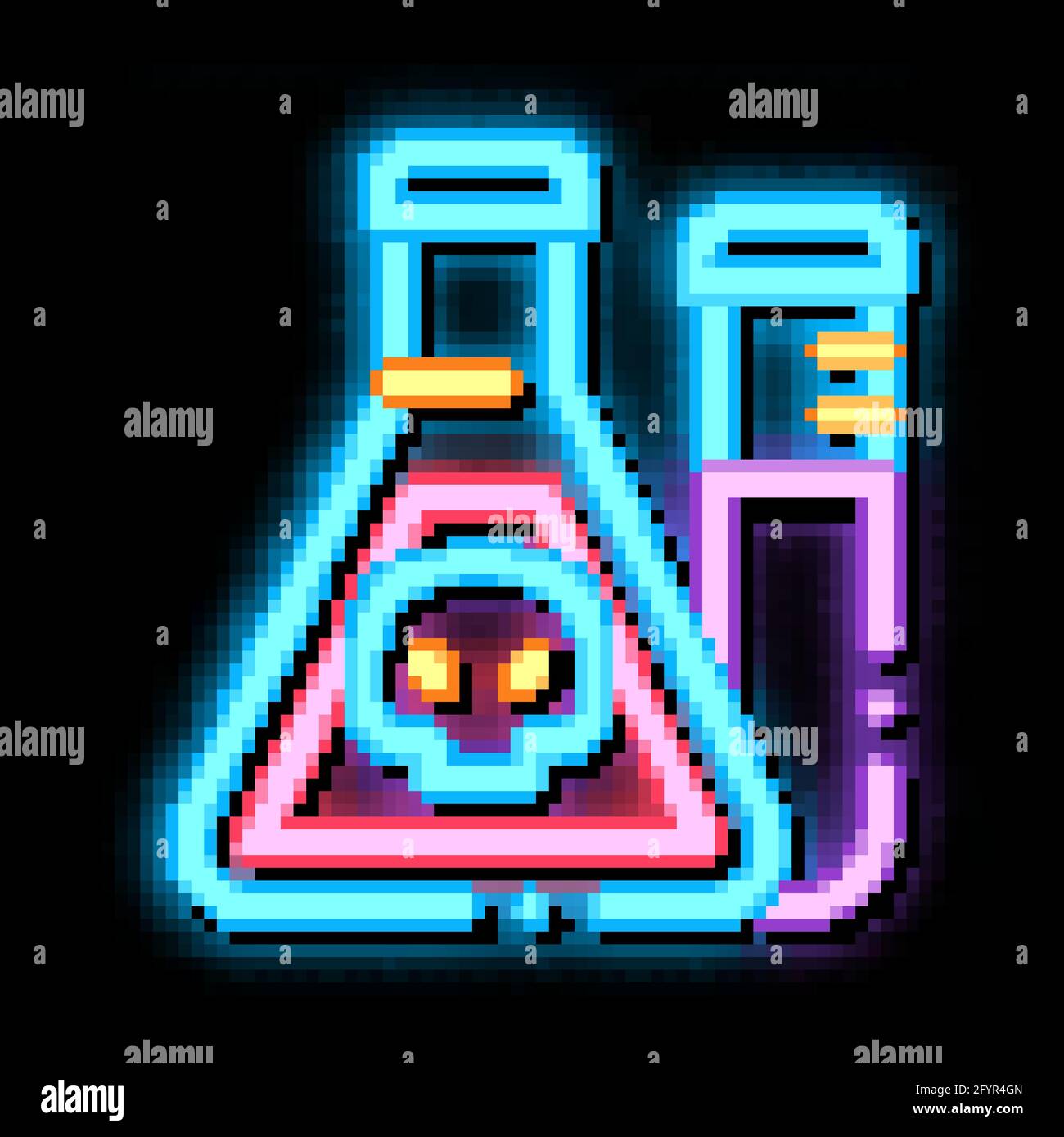 Flask With Chemical Liquid neon glow icon illustration Stock Vector ...