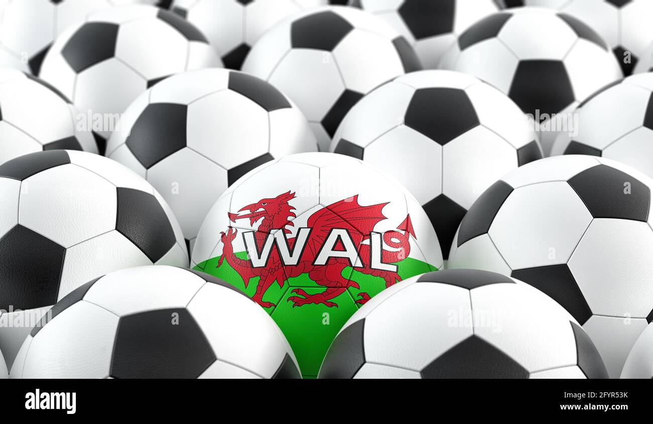 Soccer ball in Wales national colors - 3D Rendering Stock Photo - Alamy