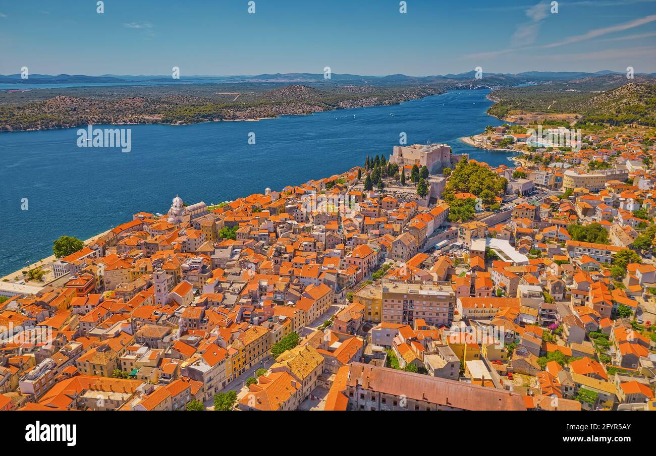Sibenik medieval old town panoramic view Stock Photo - Alamy