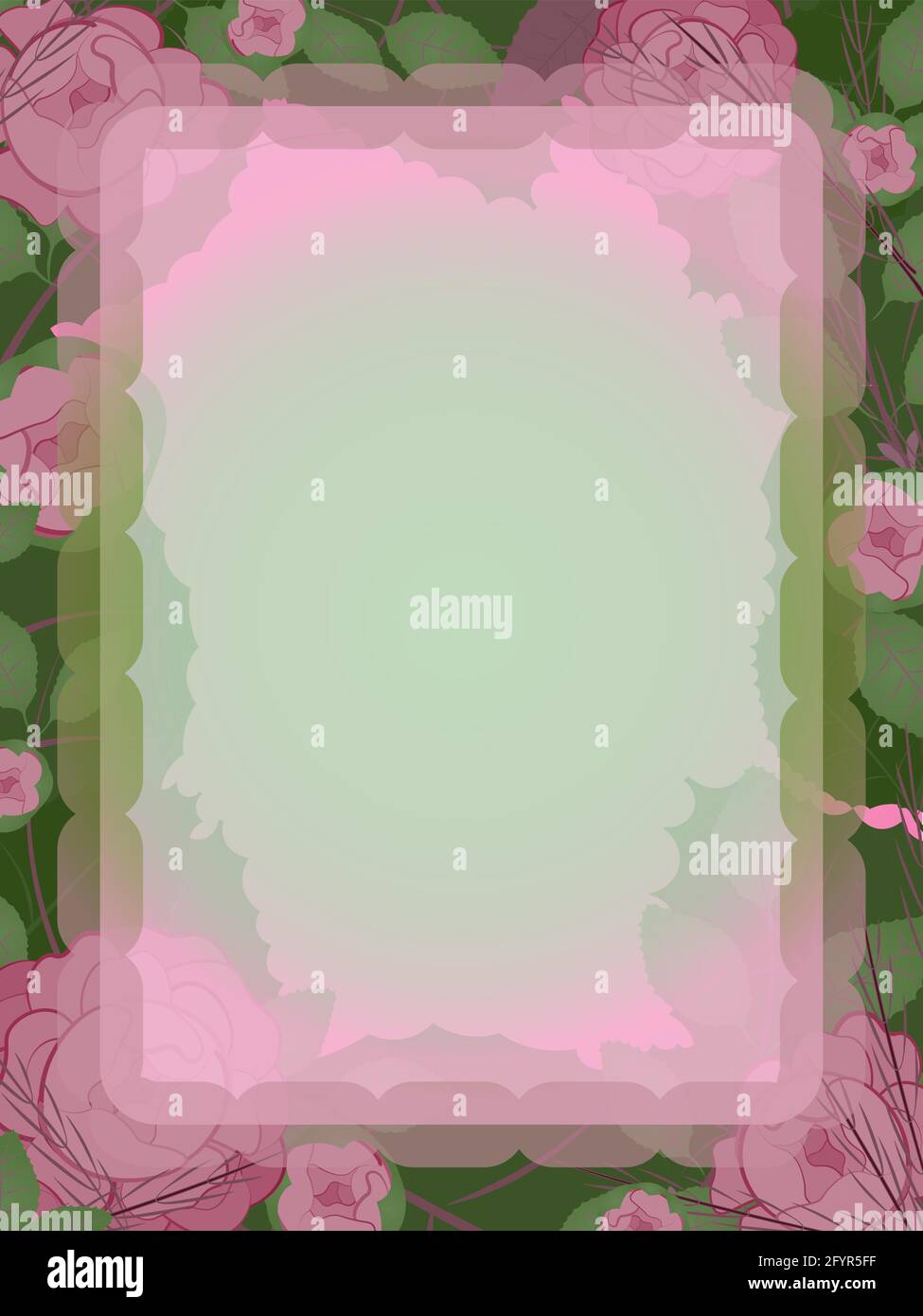 Vertical floral frame with roses. Gentle and romantic Letterhead Stock ...