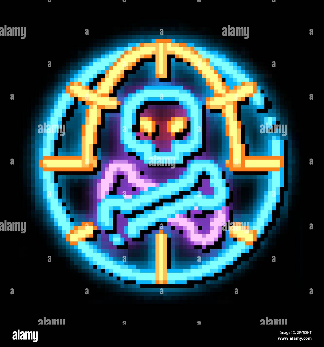 Raw Head And Bloody Bones neon glow icon illustration Stock Vector ...