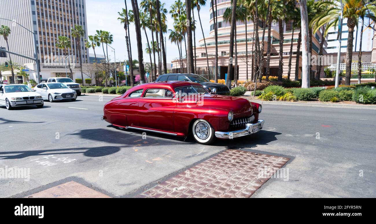 Long Beach, California USA - April 11, 2021: red chevrolet kustom ...