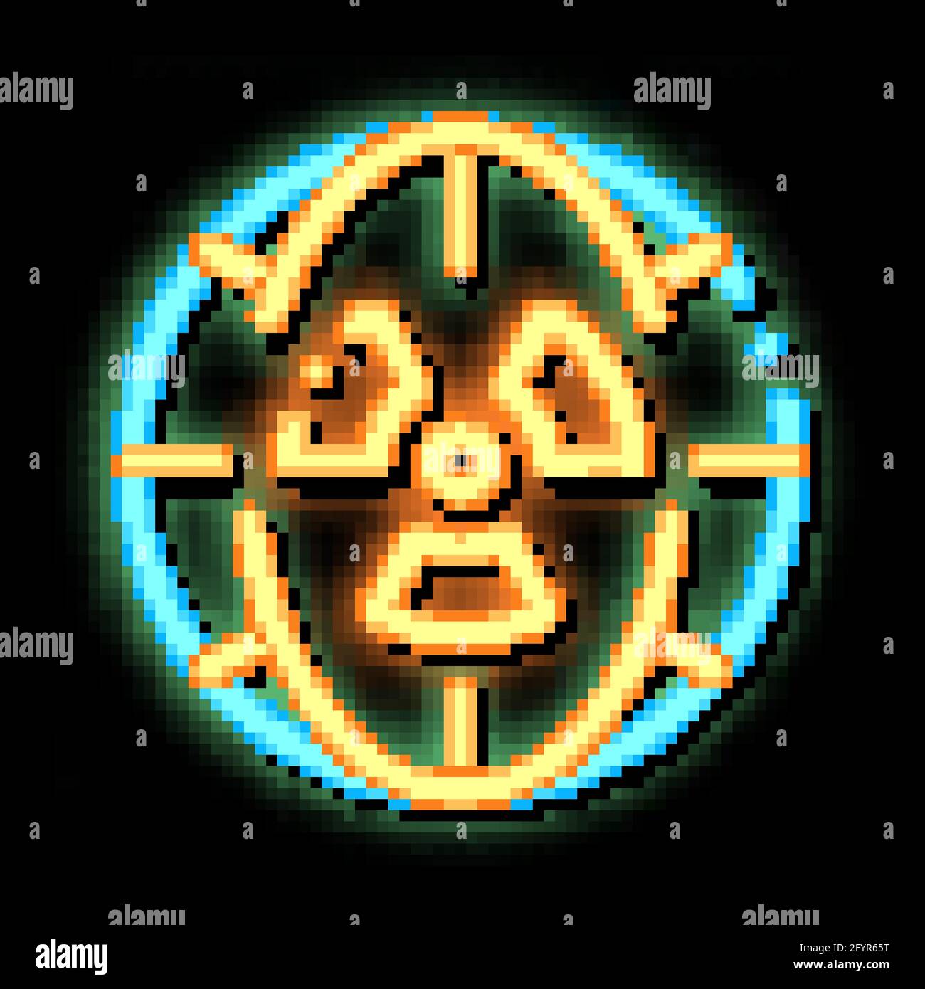 Radiation Symbol And Planet neon glow icon illustration Stock Vector ...