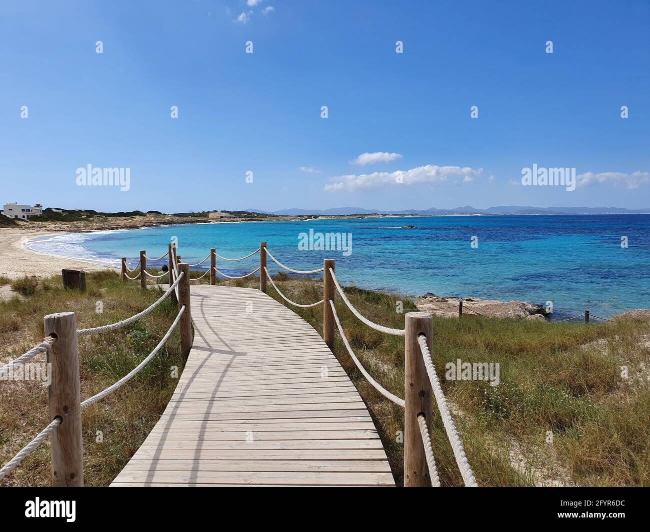 Beach in Formentera, Balearic Islands in Spain, on a summer day Stock ...
