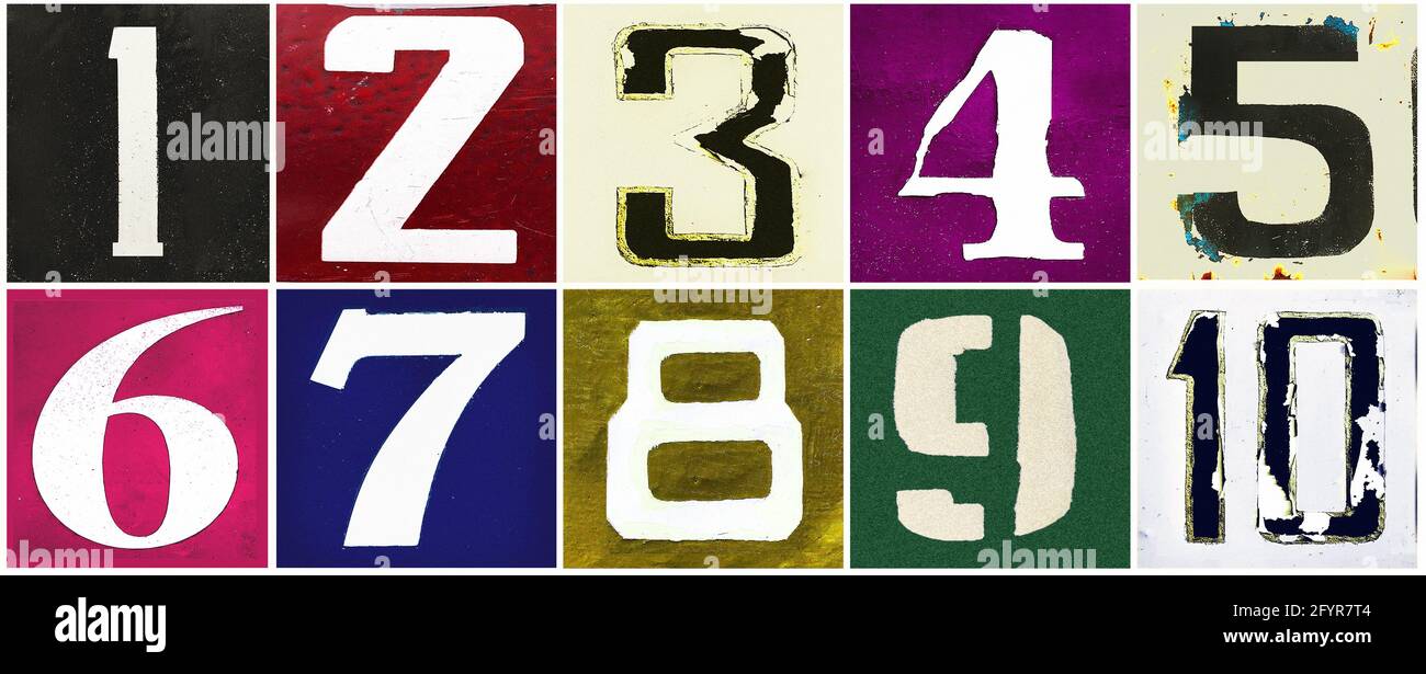 Old flat numbers 1 - 10 Stock Photo - Alamy