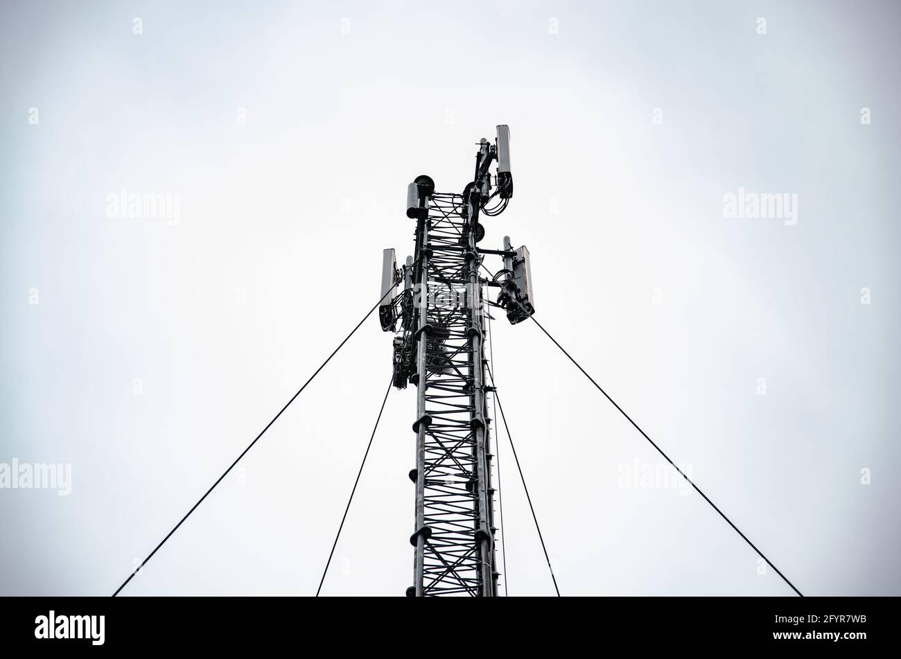 Telecommunication engineer working on high tower,Risk work of high work ...