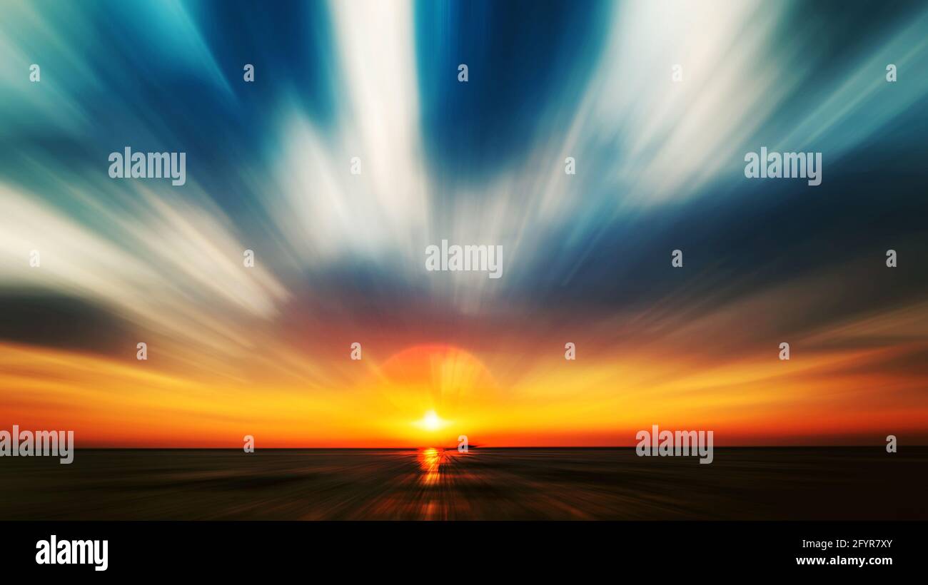 abstract sunset seascape with far ship Stock Photo - Alamy