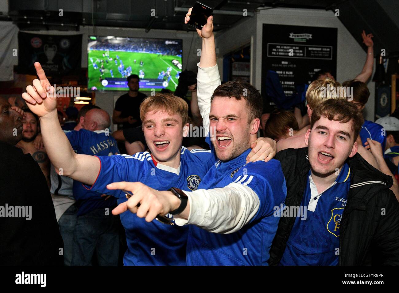 Chelsea fans celebrates after the final whistle at The Chelsea ...