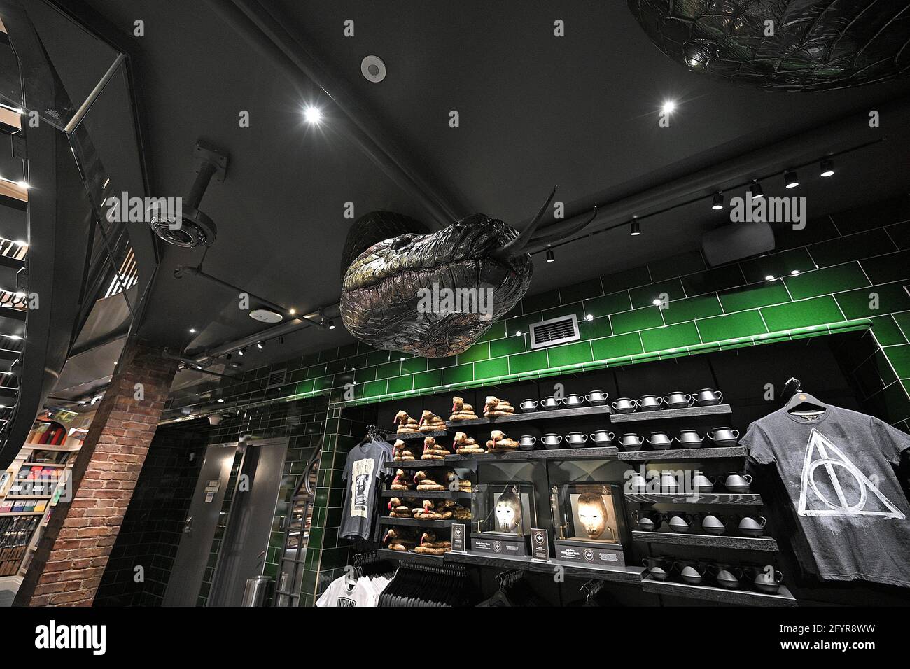 Movie related merchandise and decorations inside the Harry Potter ...
