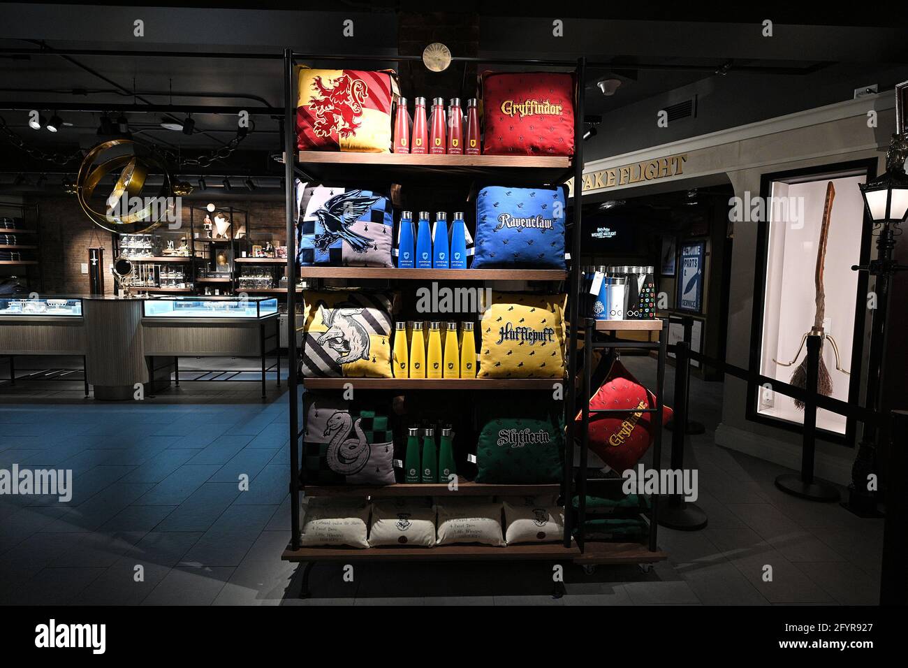 Movie related merchandise and decorations inside the Harry Potter ...