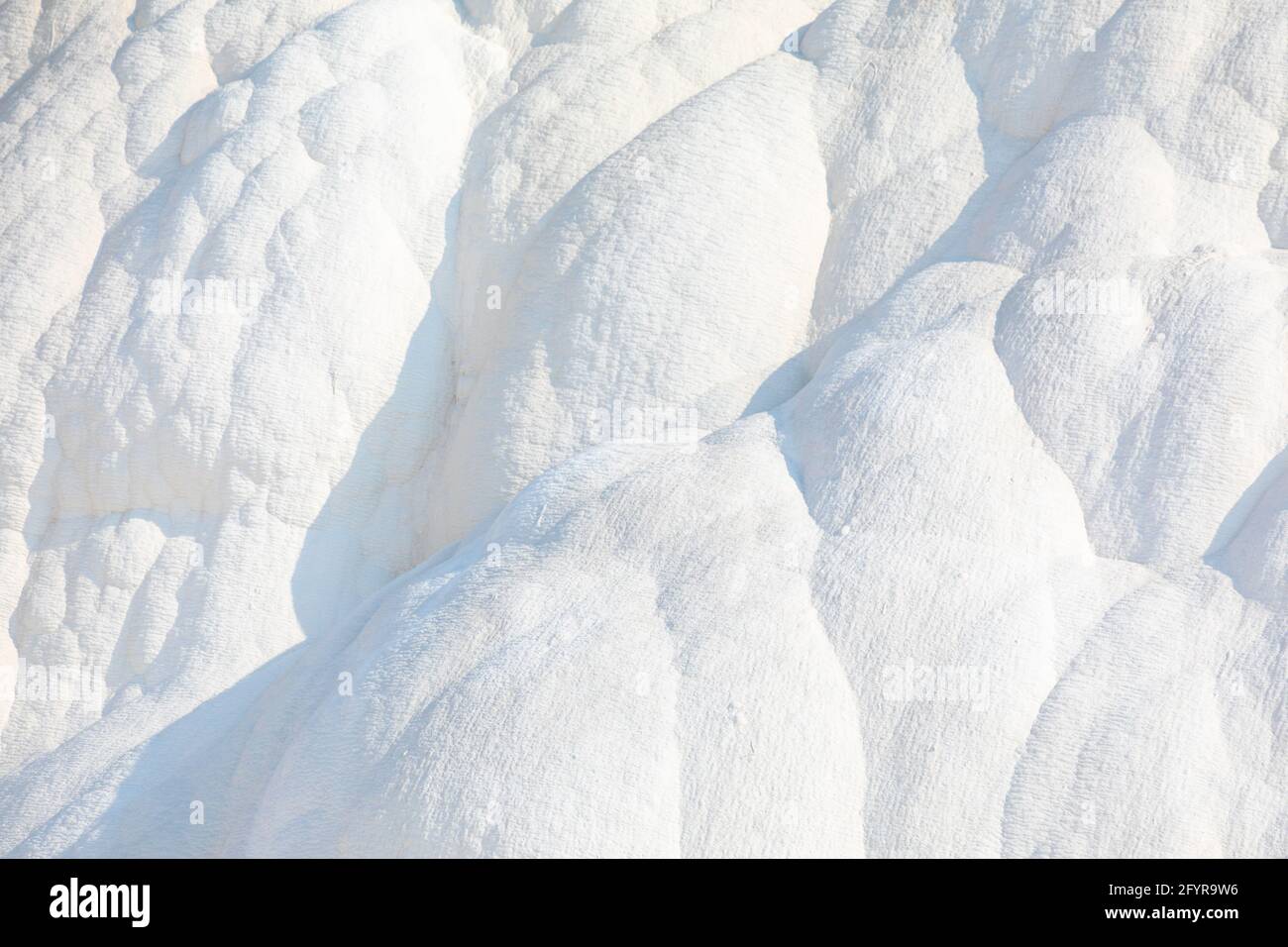 White texture of travertine terraces at Pamukkale, Turkey Stock Photo ...