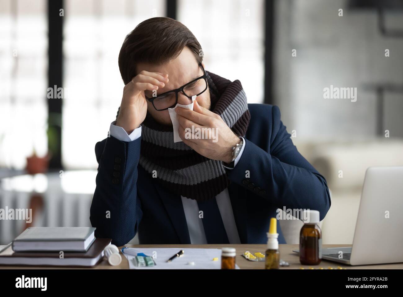 Sick person in office hi-res stock photography and images - Alamy