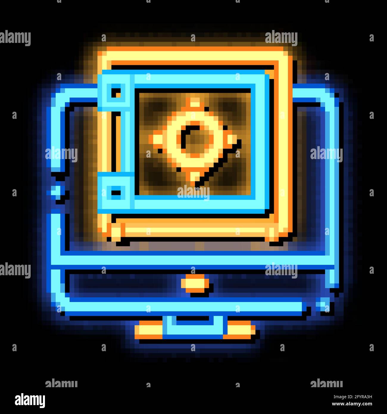 Computer Internet Safe Bank neon glow icon illustration Stock Vector ...