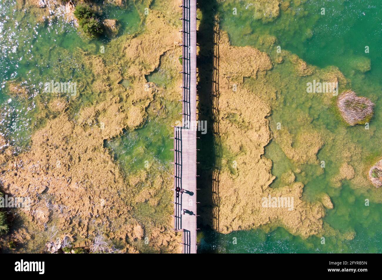 Wooden pier photo with drone. Pier, top view Stock Photo - Alamy