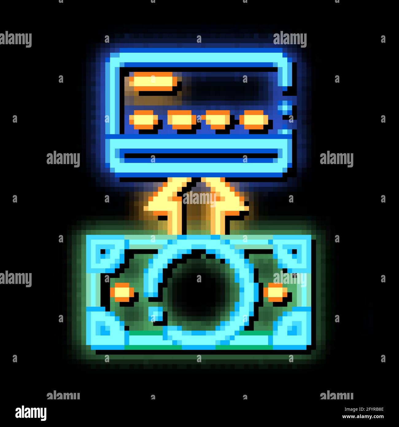 Putting Money Cash On Card neon glow icon illustration Stock Vector ...