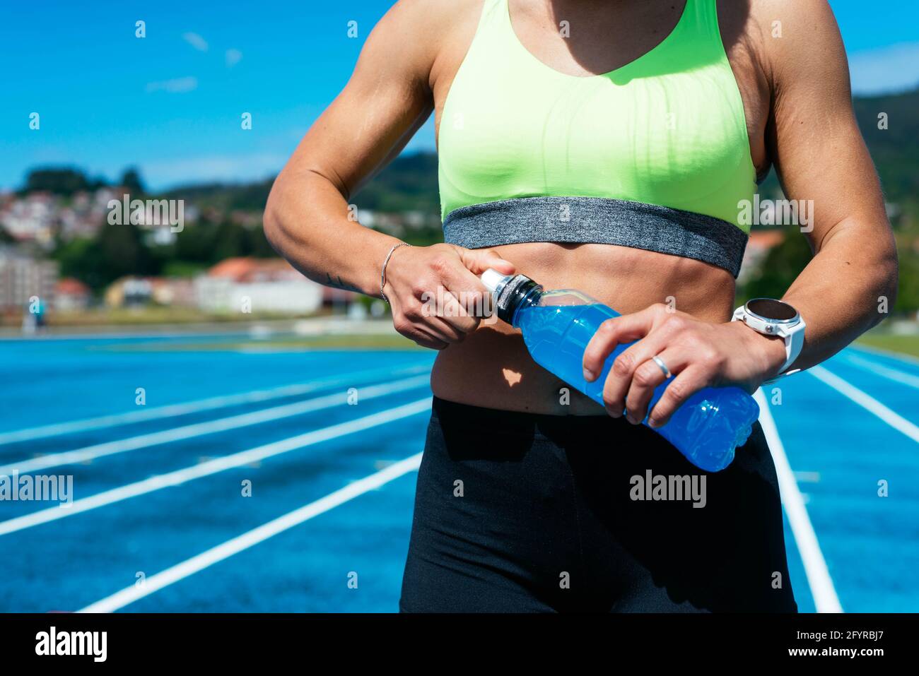 Young female sprinter preparing run hi-res stock photography and images ...
