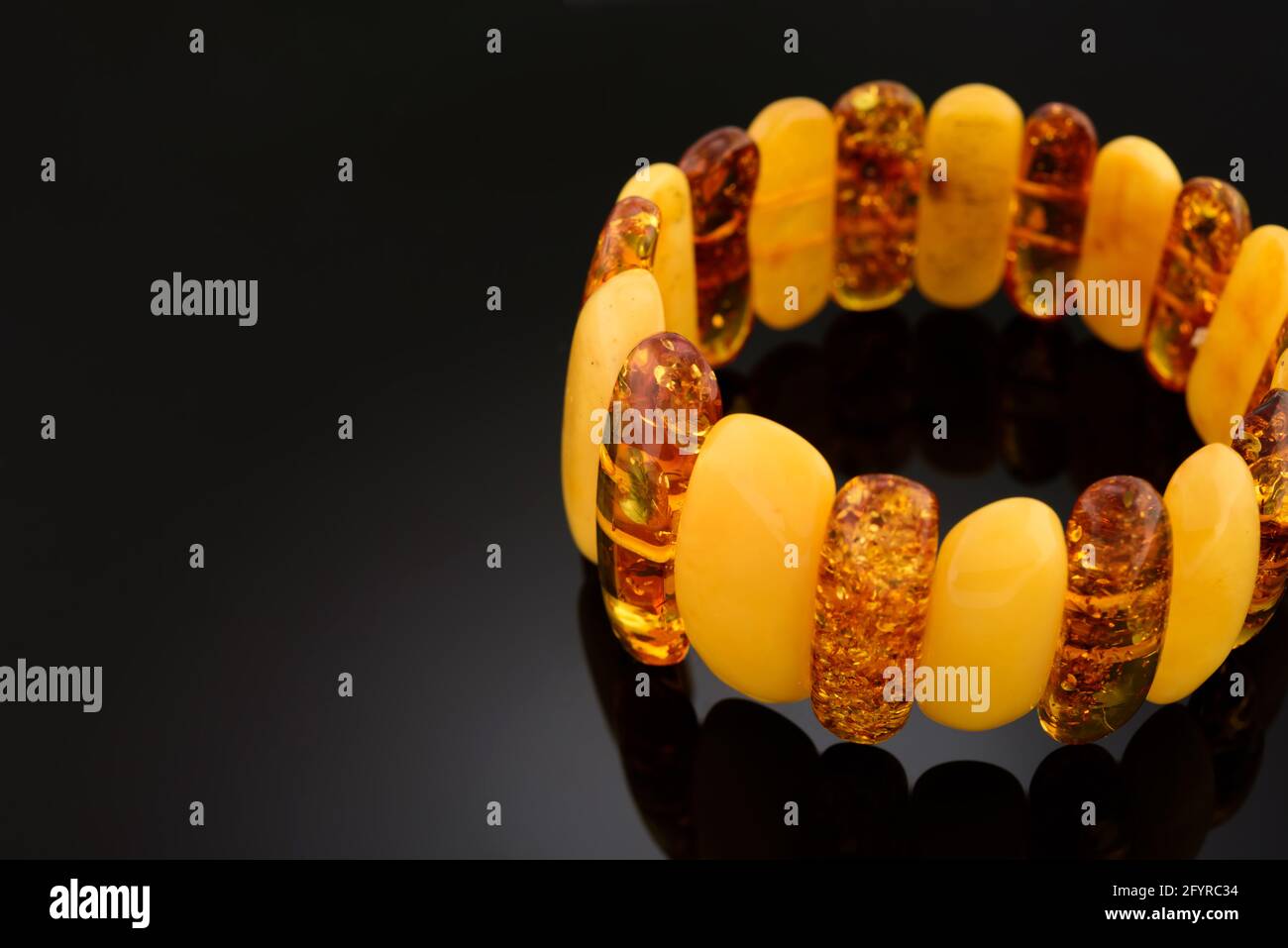 Bracelet made of Natural polished transparent honey luxury amber beads ...