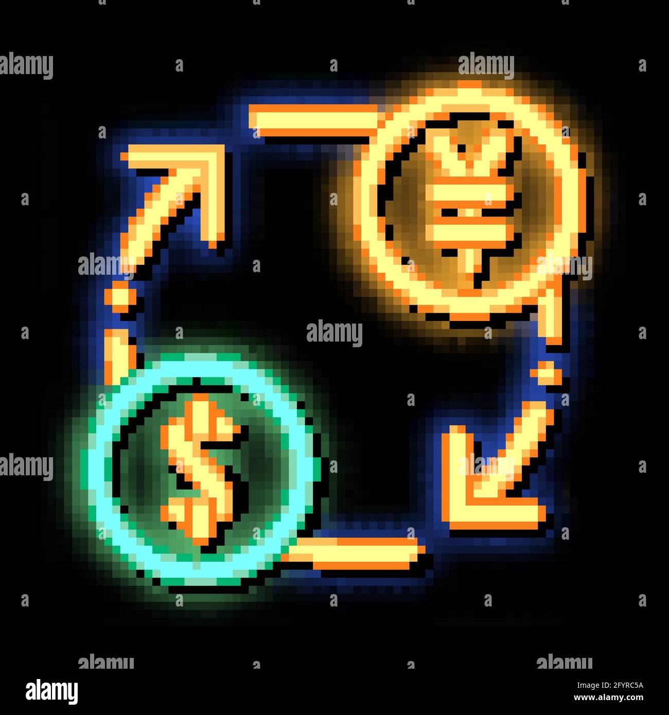 Currency Money Dollar Yen neon glow icon illustration Stock Vector ...