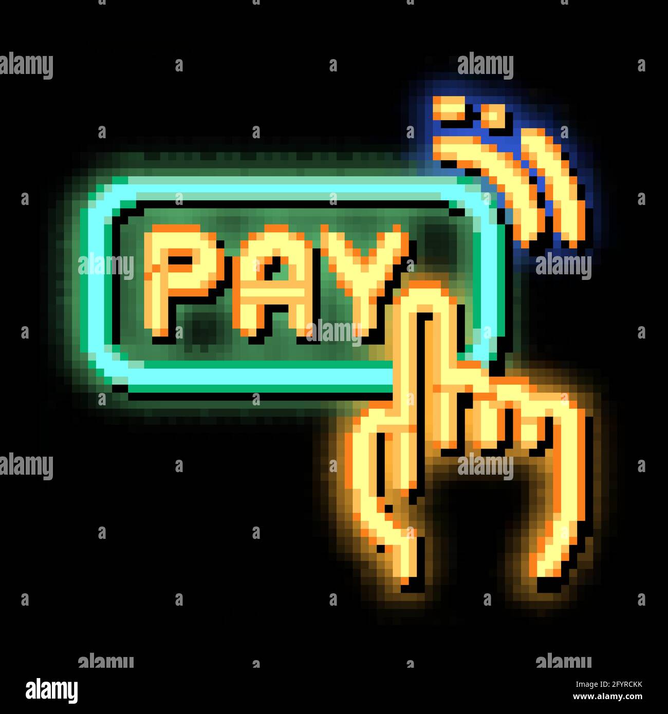 One Click Touch Payment neon glow icon illustration Stock Vector Image ...