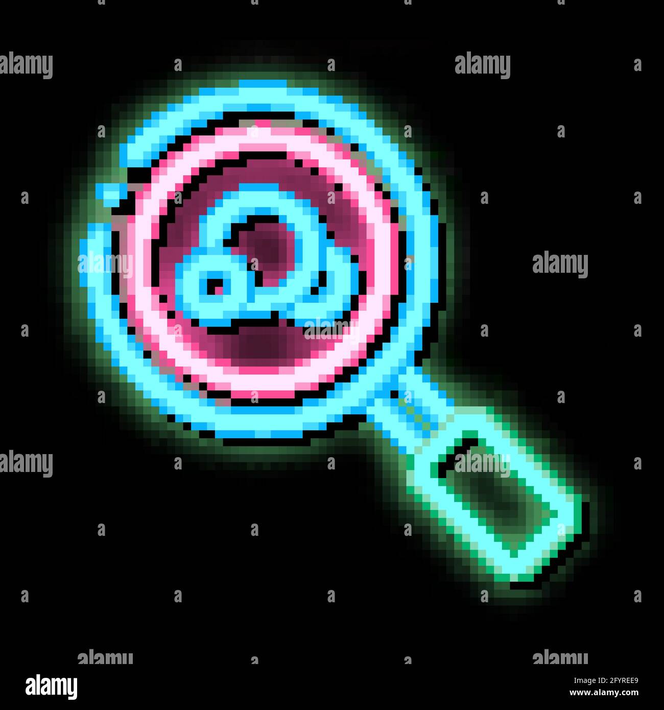 Magnifier Bacteria Microbe neon glow icon illustration Stock Vector ...