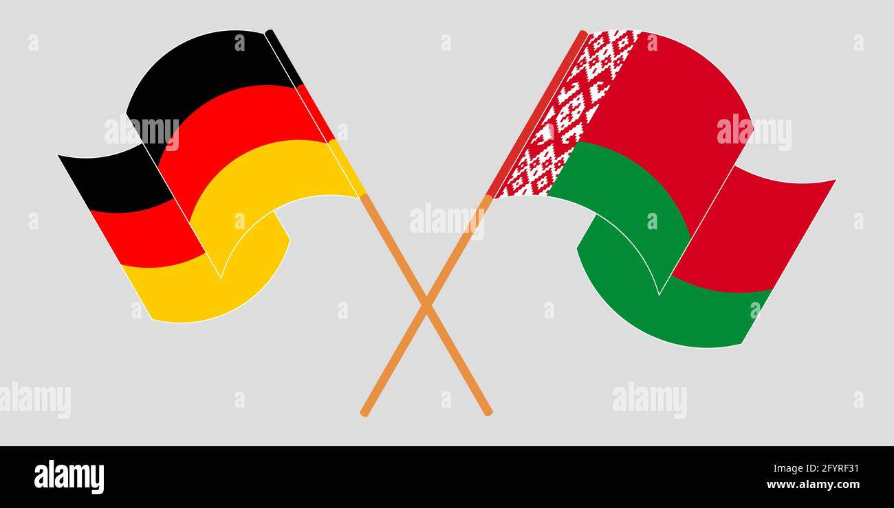 Crossed and waving flags of Belarus and Germany. Vector illustration ...