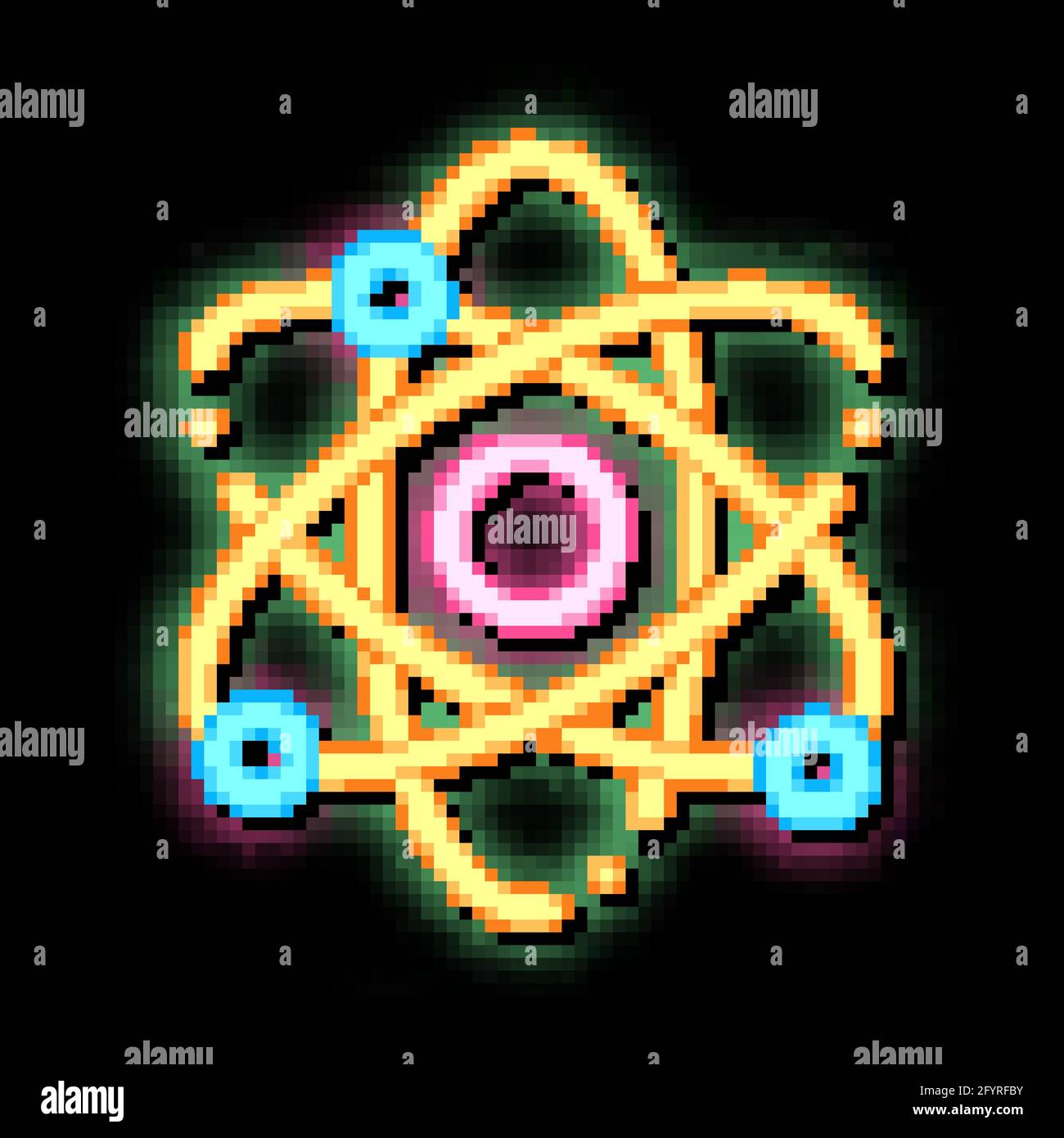 Atom Nucleus And Electron neon glow icon illustration Stock Vector ...