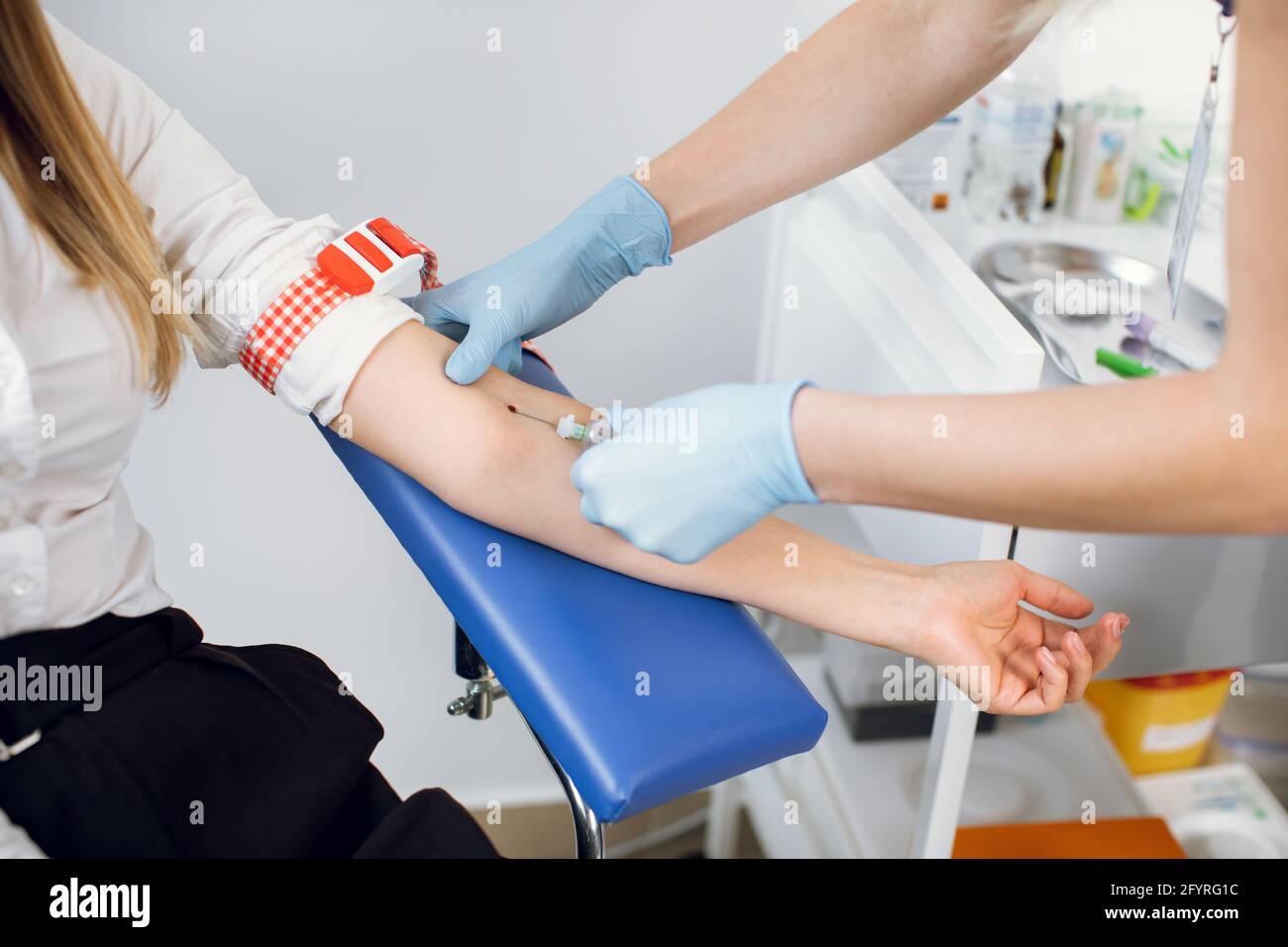 Laboratory and blood analysis concept. Close up cropped shot of ...