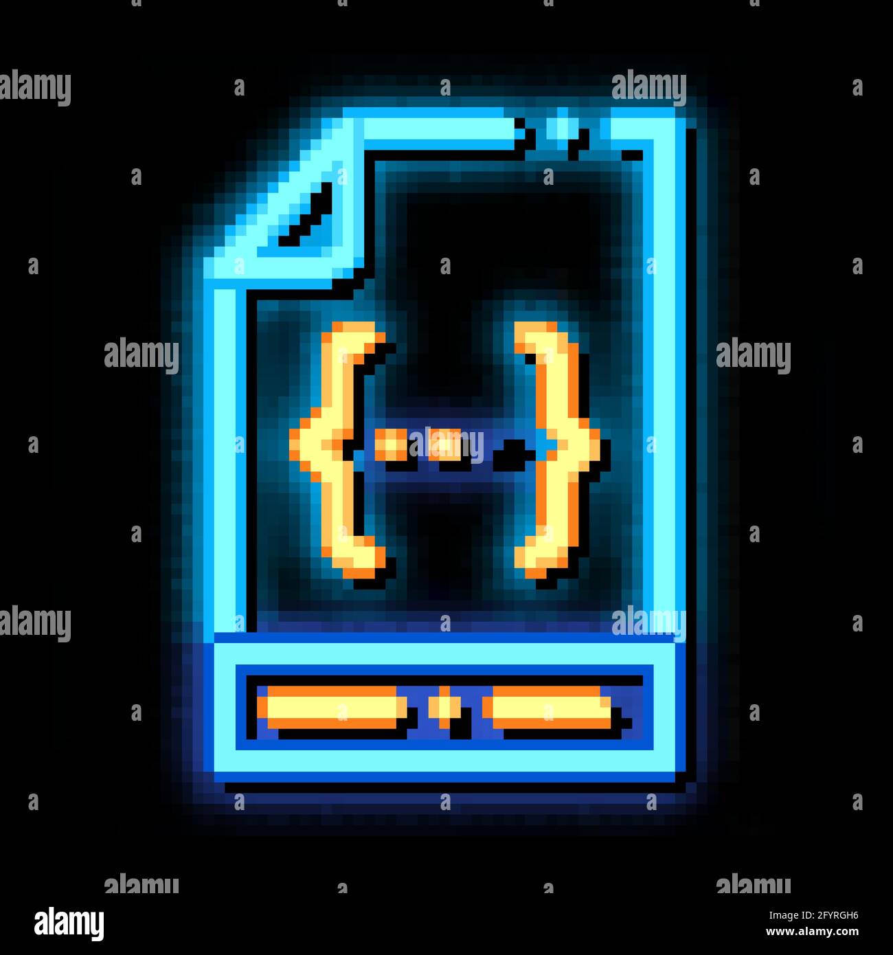 Coding File Document System neon glow icon illustration Stock Vector ...
