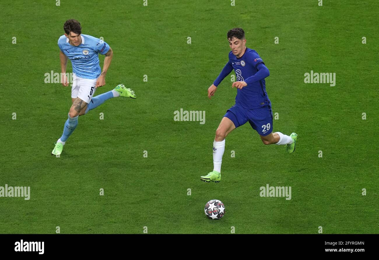 Manchester City's John Stones (left) and Chelsea's Kai Havertz in ...