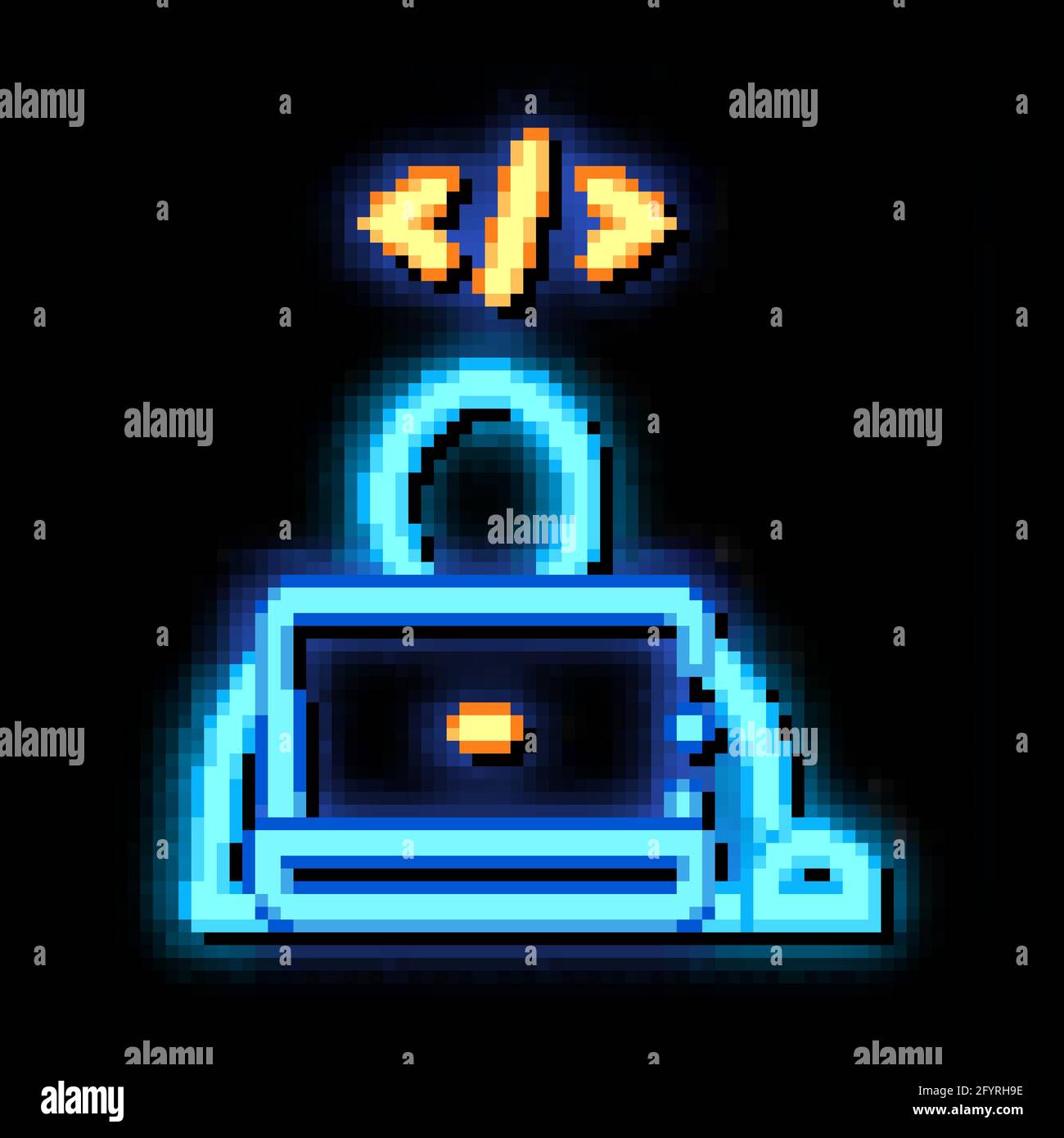 Programmer Coding Laptop neon glow icon illustration Stock Vector Image ...