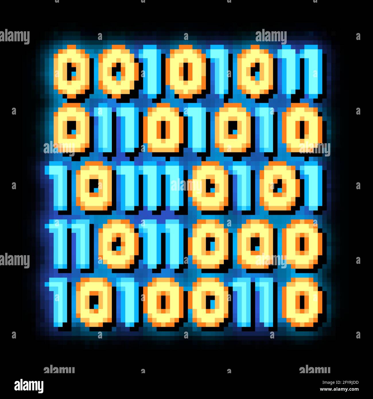 Streaming Binary Code Matrix neon glow icon illustration Stock Vector ...