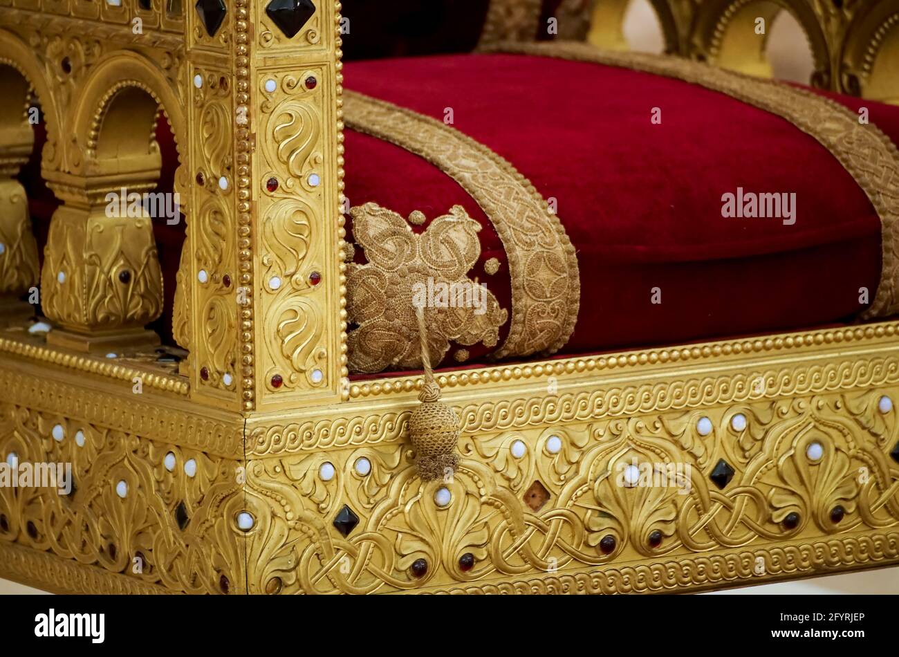 Bucharest, Romania - May 10, 2021: The throne of King Carol I of ...