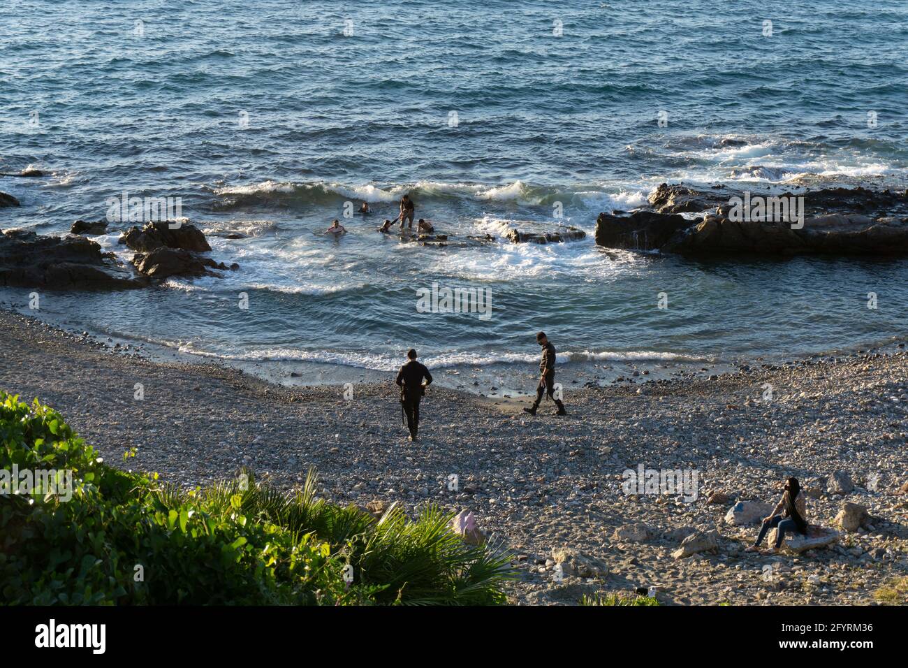 CEUTA, SPAIN - May 17, 2021: Massive entry of moroccan immigrants on ...