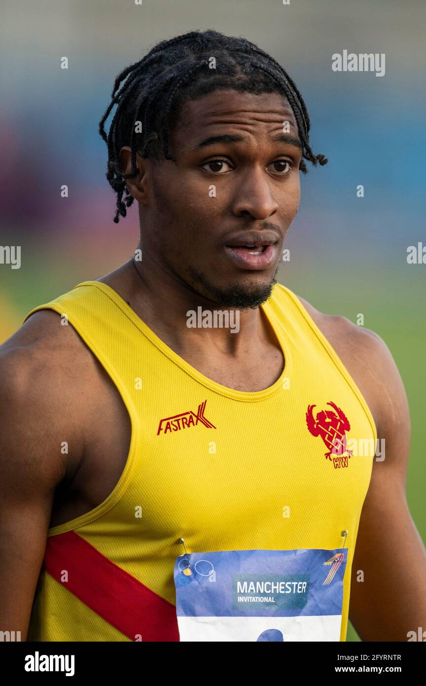 MANCHESTER - ENGLAND. 27 MAY: Chad Miller competing in the 100m during ...