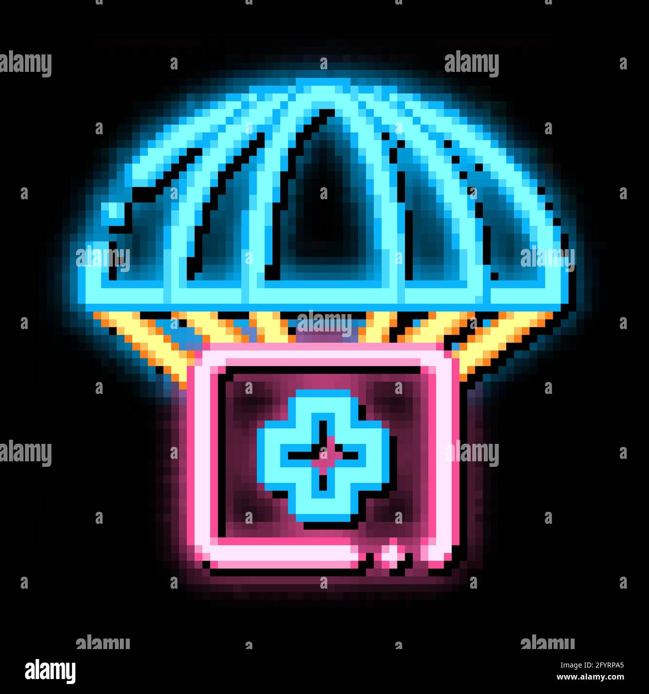 Volunteers Support Parachute neon glow icon illustration Stock Vector ...