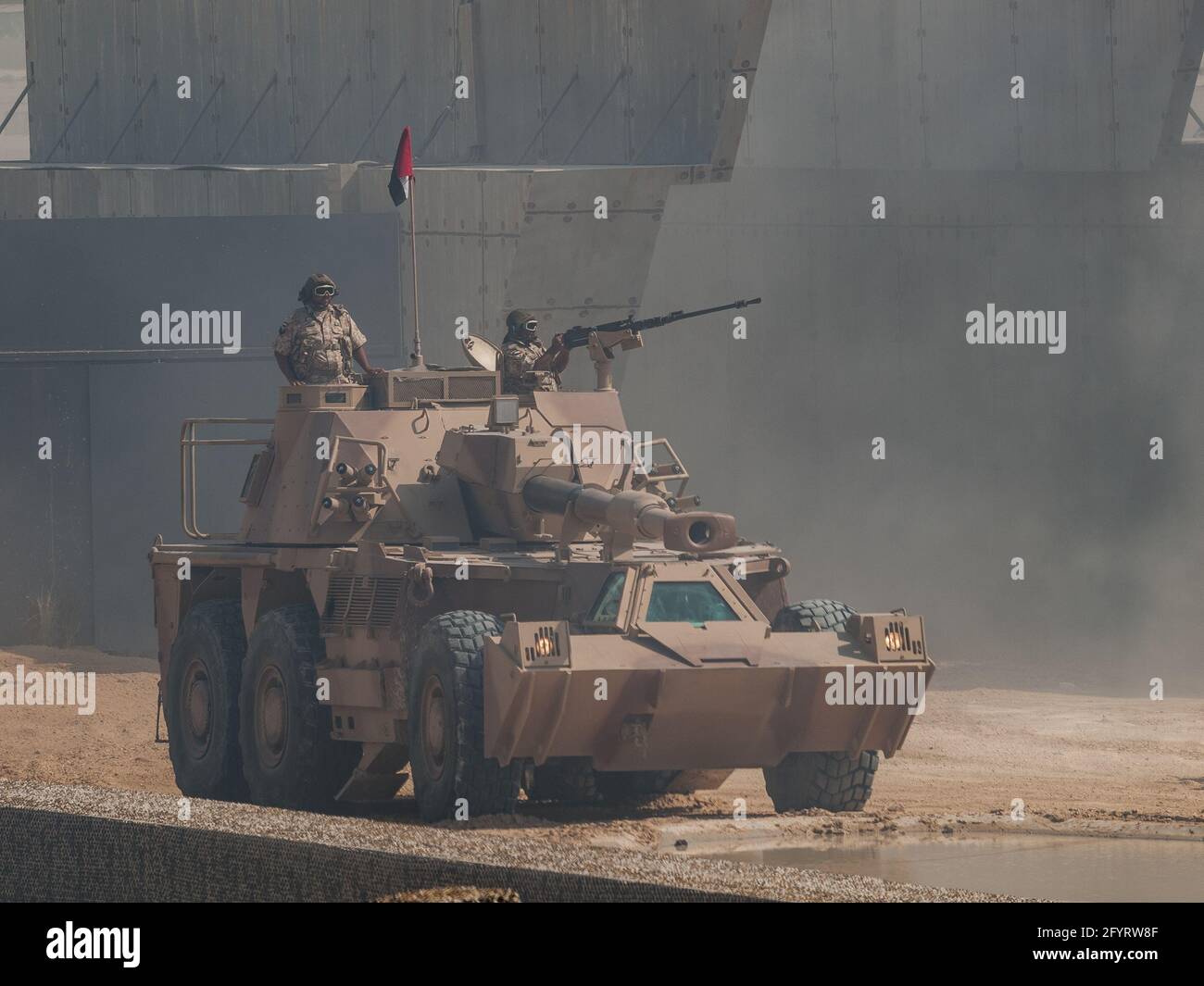 Abu Dhabi, UAE - Feb.20.2013: South African G6 Rhino mine-protected ...