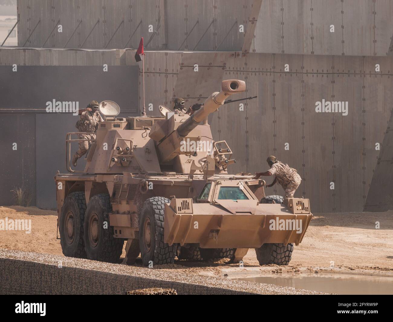 Abu Dhabi, UAE - Feb.20.2013: South African G6 Rhino mine-protected ...