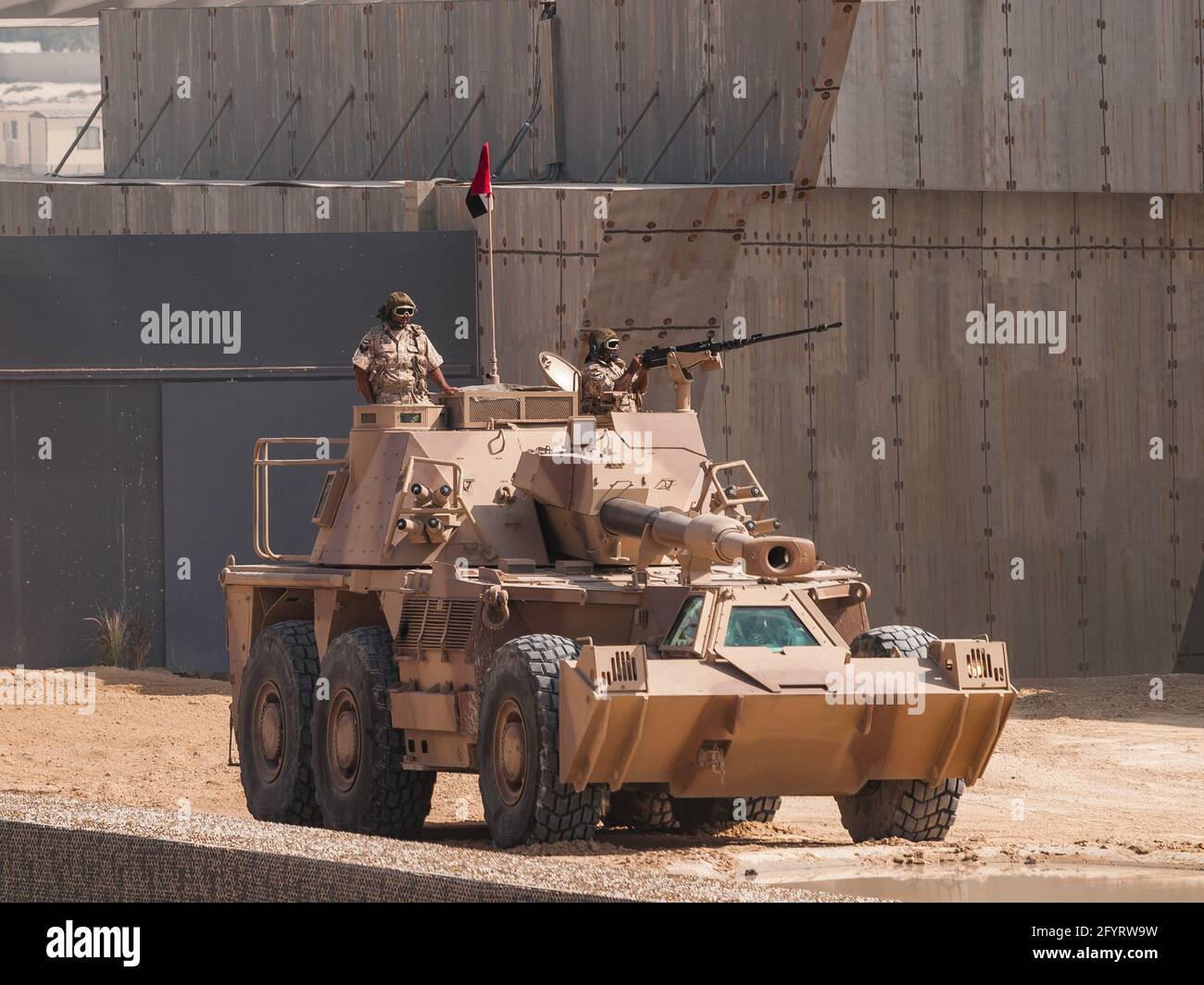 Abu Dhabi, UAE - Feb.20.2013: South African G6 Rhino mine-protected ...
