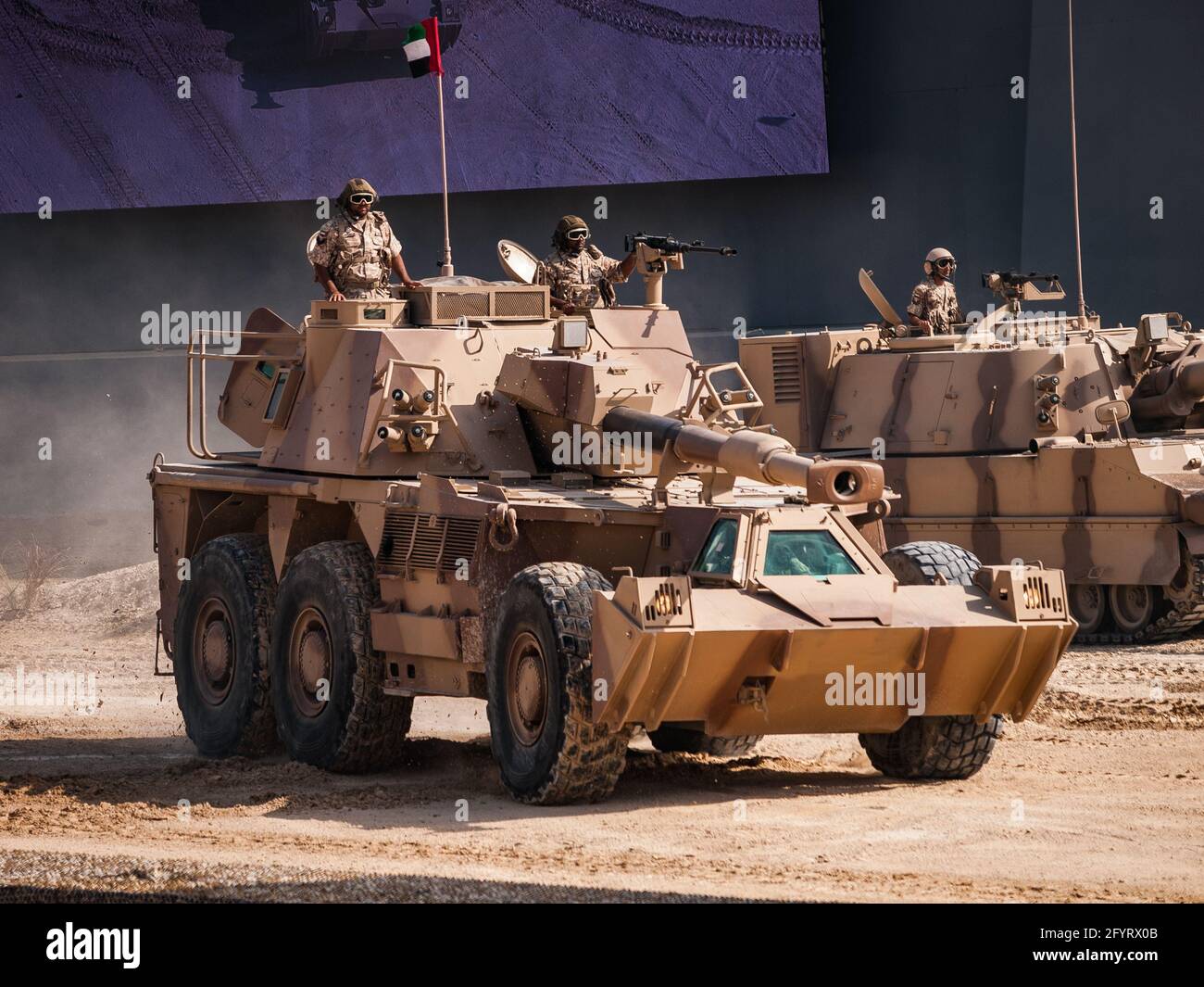 Abu Dhabi, UAE - Feb.20.2013: South African G6 Rhino mine-protected ...