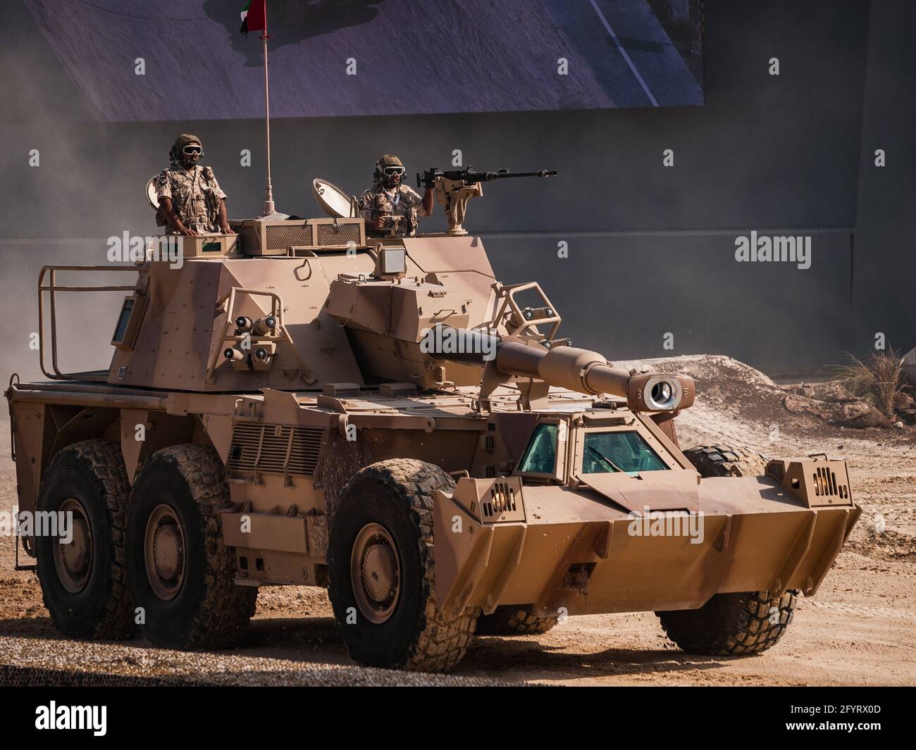 Abu Dhabi, UAE - Feb.20.2013: South African G6 Rhino mine-protected ...