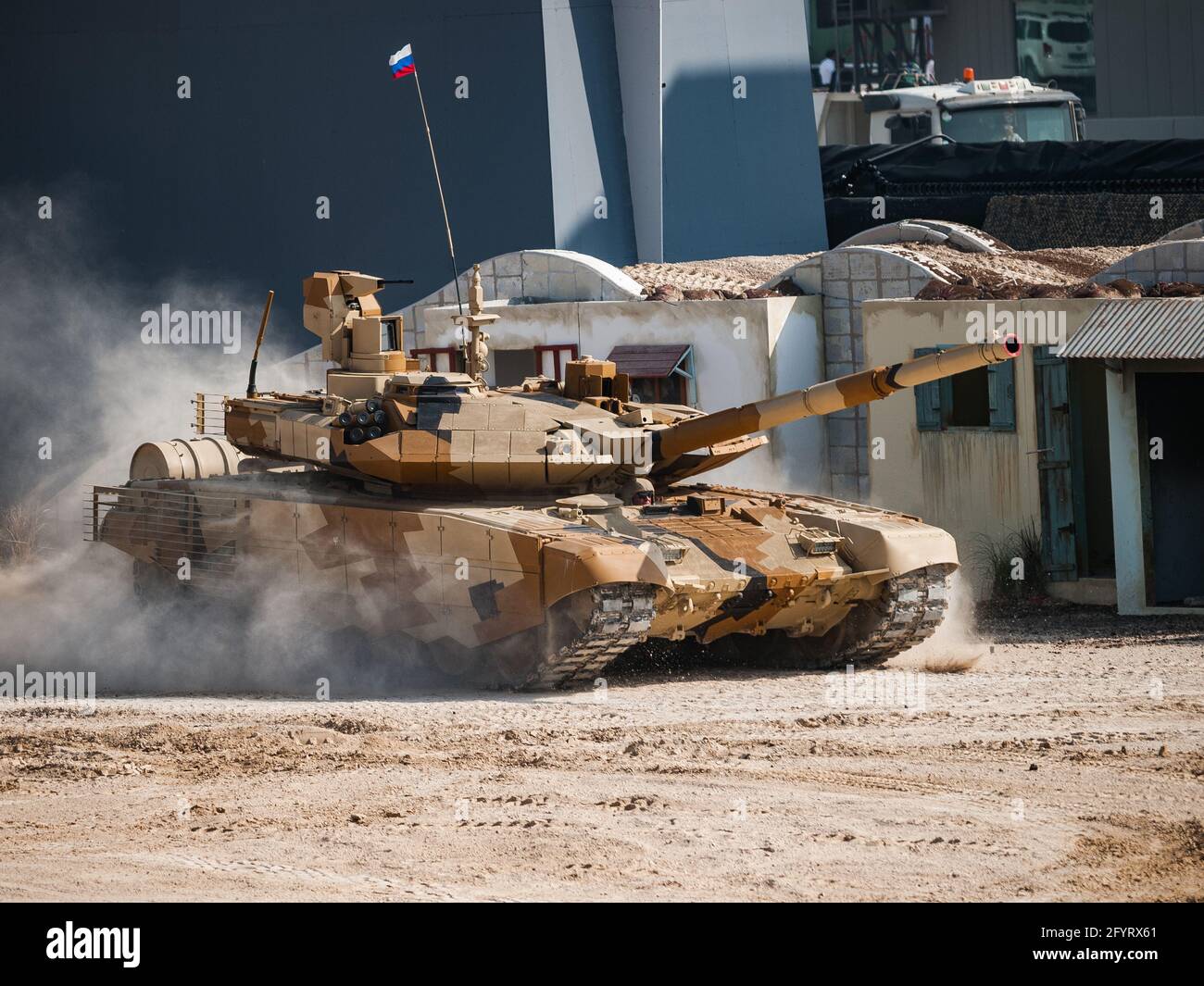 Abu Dhabi, UAE - Feb.20.2013: Rosoboronexport T-90MS MBT (Main Battle Tank) at IDEX 2013 ...