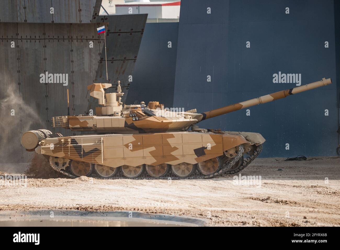 Abu Dhabi, UAE - Feb.20.2013: Rosoboronexport T-90MS MBT (Main Battle Tank) at IDEX 2013 ...
